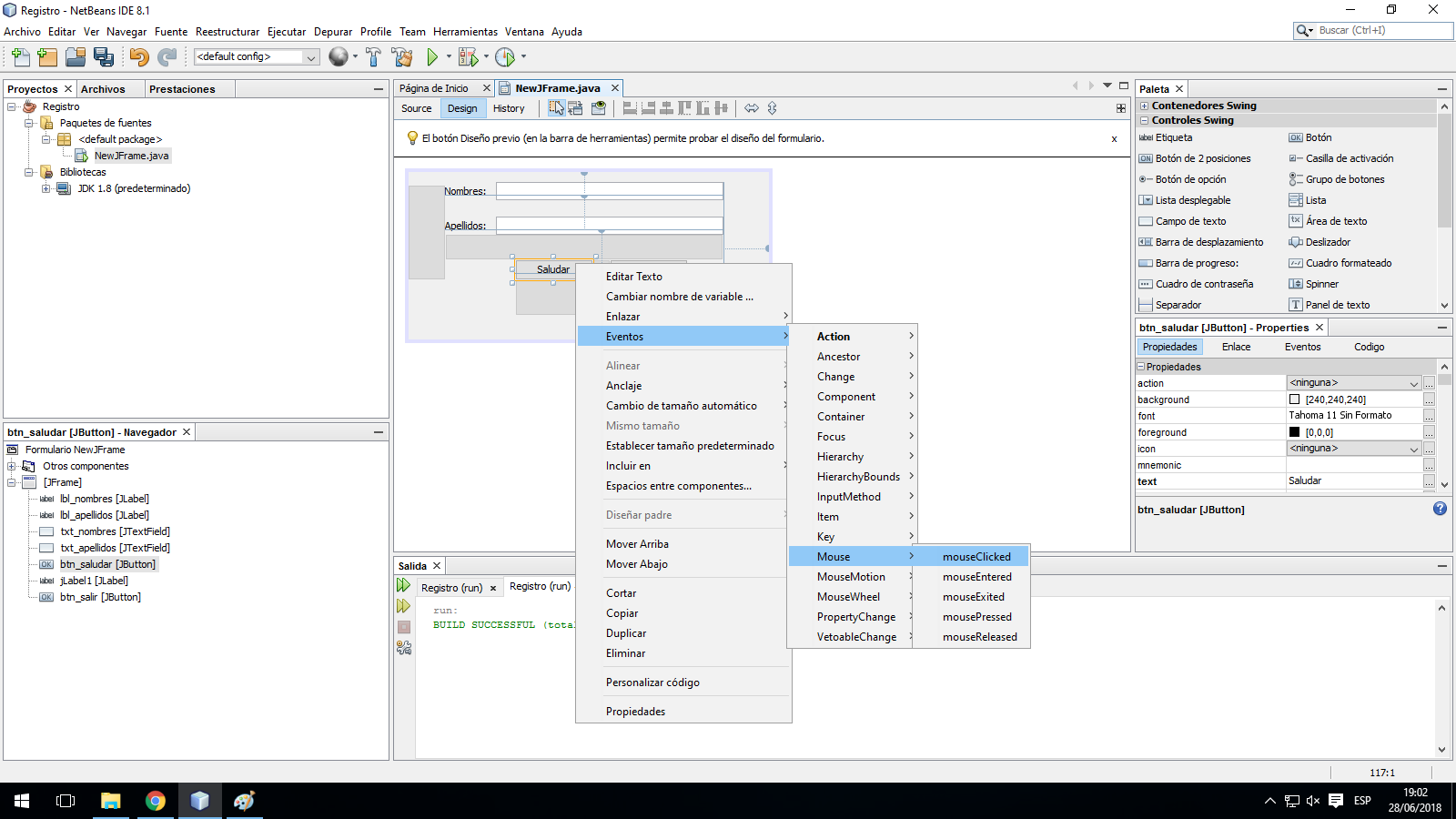 INTRODUCCIÓN A JAVA CON NETBEANS IDE 8.1: Creación de formulario "Saludar"
