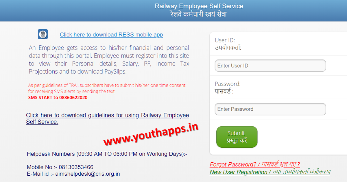 What can you check on Railway Employee Self Service (RESS) - Youth Apps