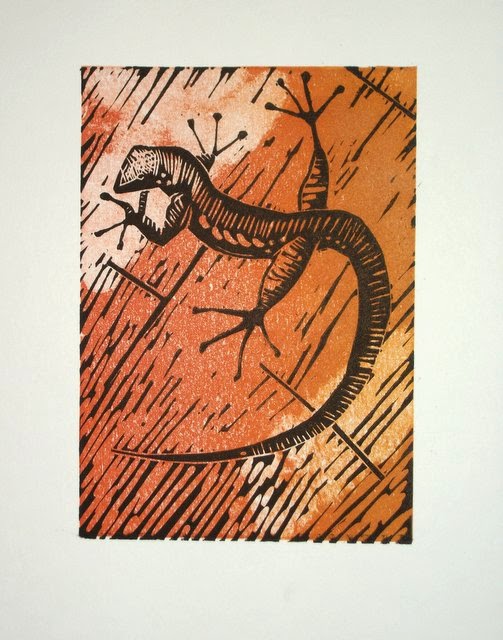 Sharon's Pics: Linocut lizards...
