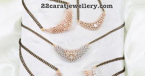 Simple Black Beads with Diamond Lockets - Jewellery Designs