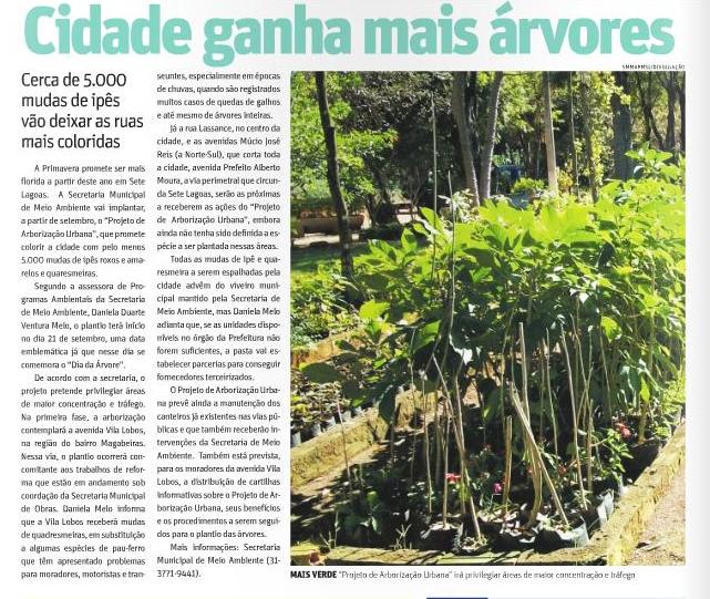 Secretaria de Meio Ambiente de Sete Lagoas: REPORTAGEM DO JORNAL ...