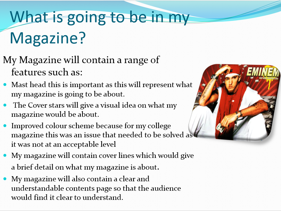 media: Presentation for magazine proposal