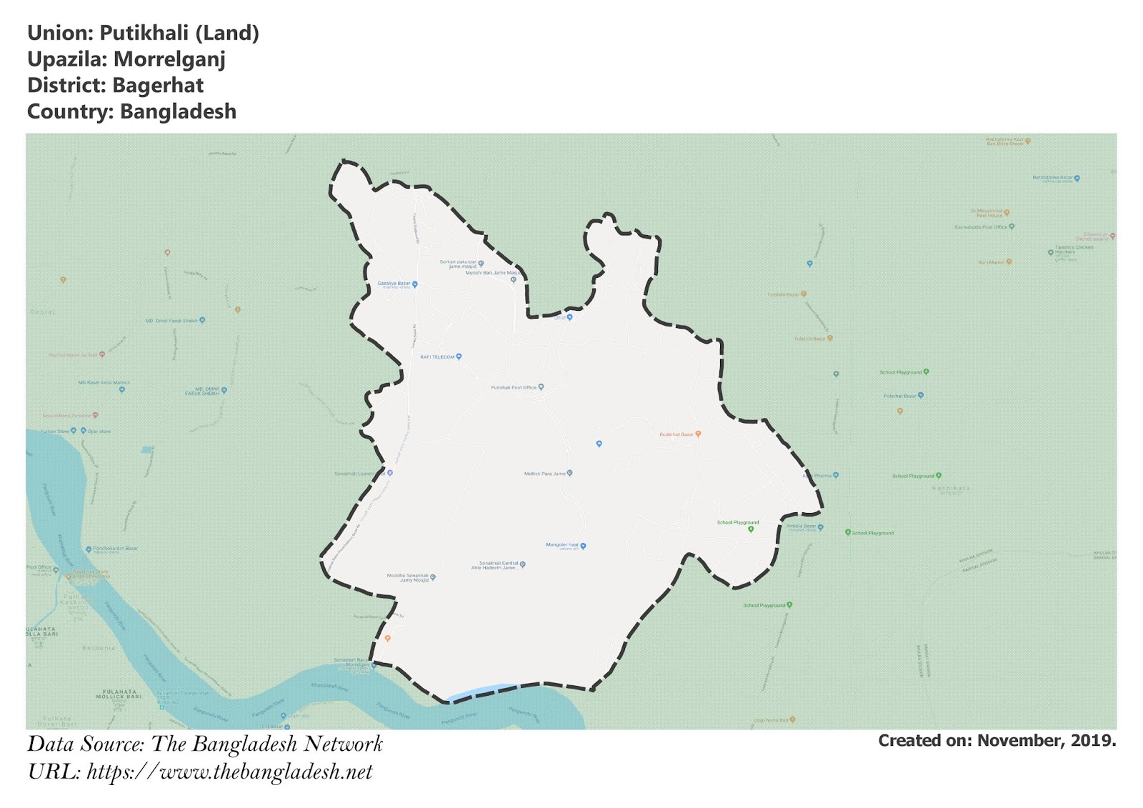 Putikhali Union, Bagerhat
