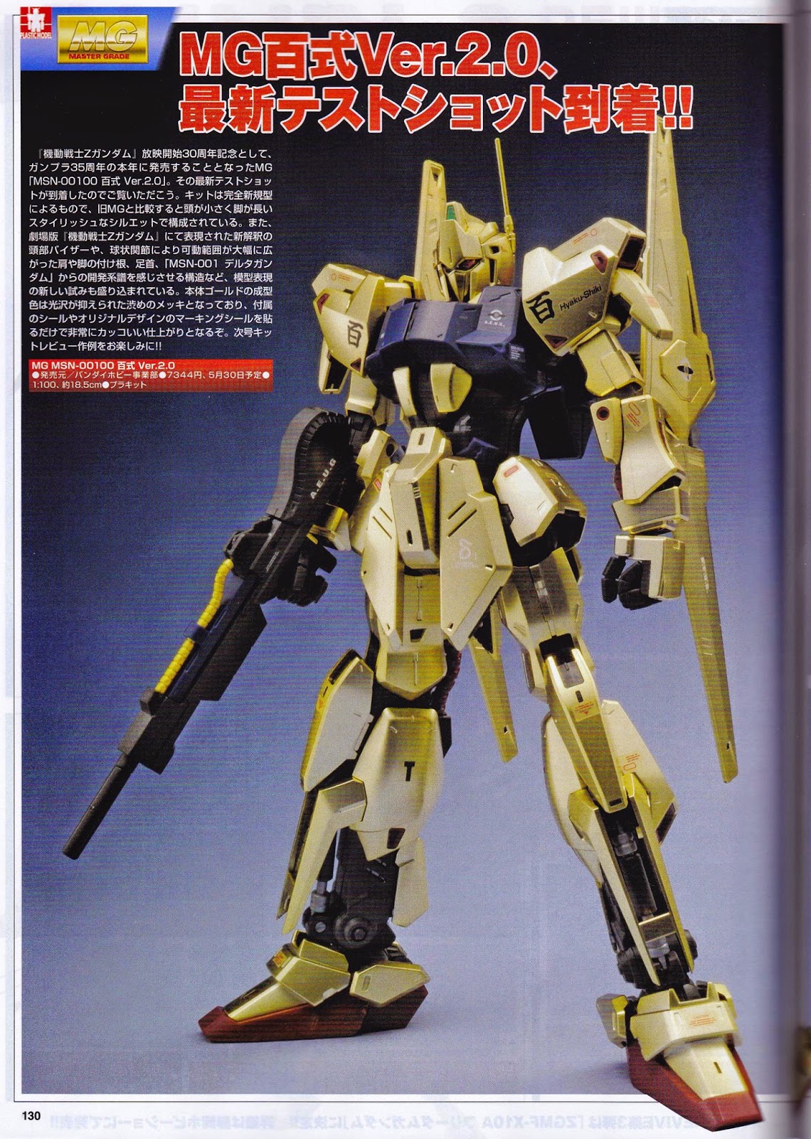 GUNDAM GUY: MG 1/100 Hyaku Shiki Ver 2.0 - New Images & Release Date ...