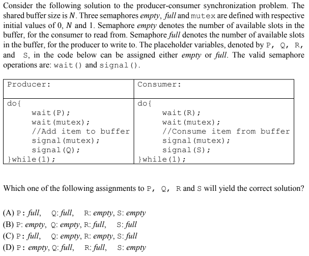 Gate Computer Science Ideas Process Synchronization Question 1 2018