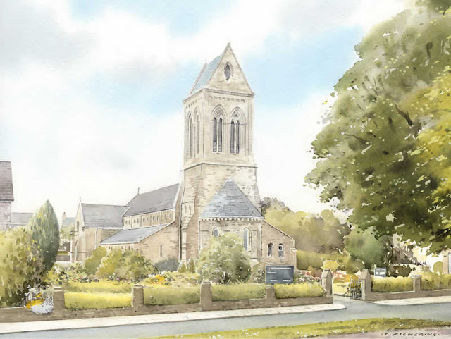 Morecambe & Lancaster Watercolour Prints: St Paul's Church, Scotforth