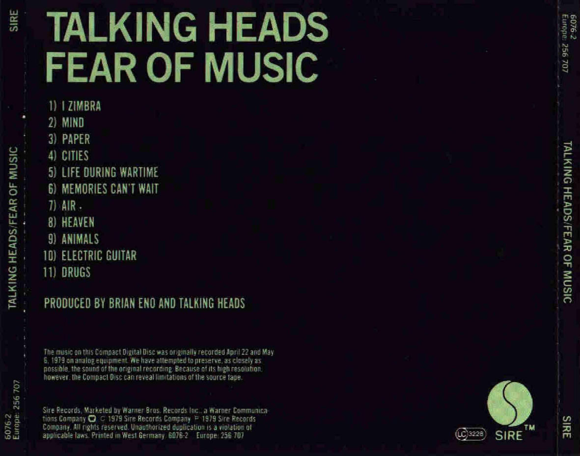 TALKING HEADS : FEAR OF MUSIC