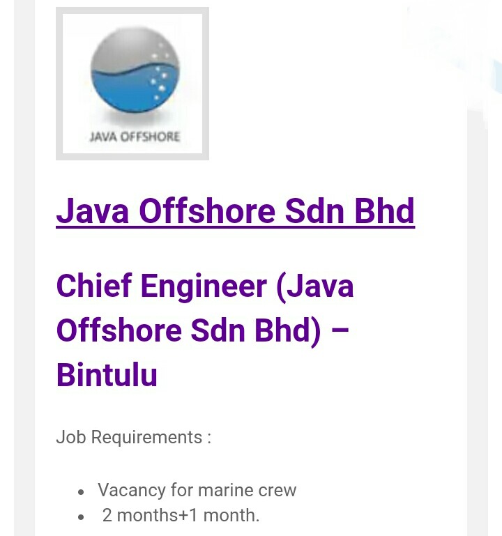 Oil & Gas Vacancies At Java Offshore Sdn Bhd - Borneo Career - Your ...