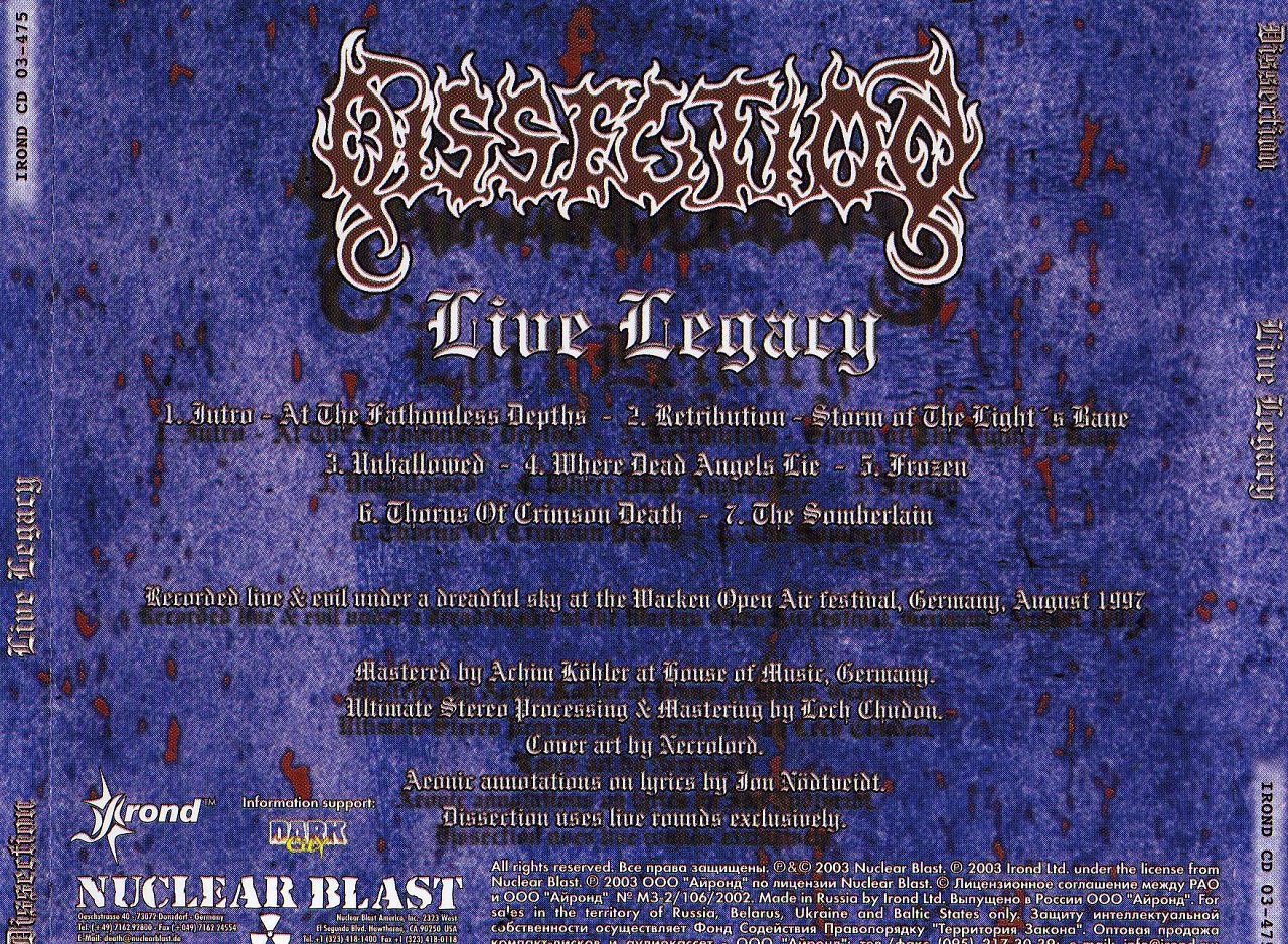 Cries from the Quiet World: Dissection "Live Legacy"