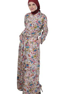 Gamis Katun Motif Kembang ~ Busana Muslim Terbaru