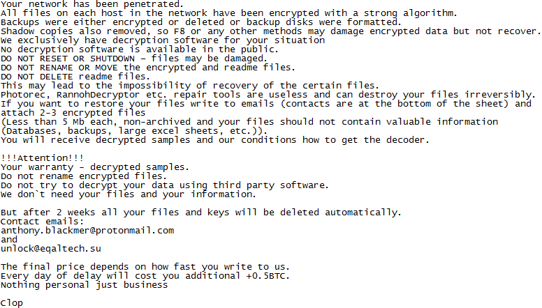 Шифровальщики-вымогатели The Digest "Crypto-Ransomware": Clop, CIop, CIop2