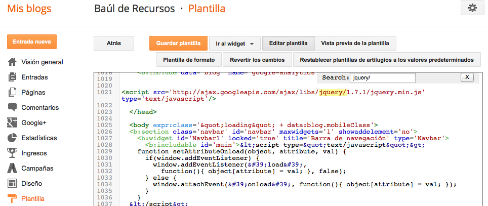 Baúl de Recursos: Blogger: Problemas al usar jQuery en nuestro blog