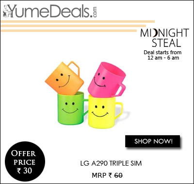 YumeDeals.com: Midnight Steal : Smiley Mugs (Set of 2) @ just Rs. 30 only