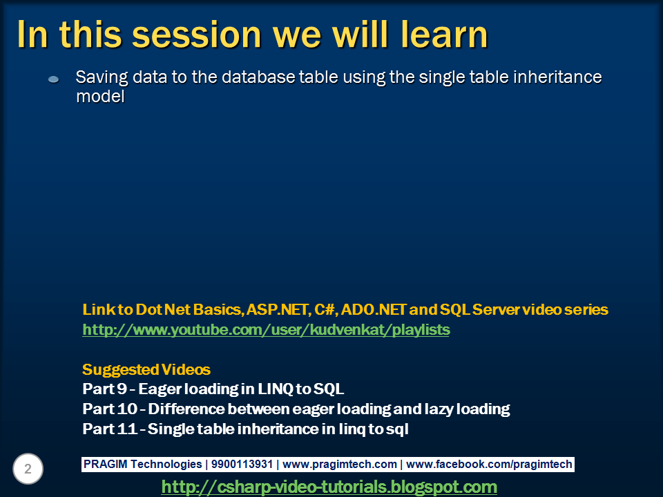Sql Server Net And C Video Tutorial Part 12 Single Table Inheritance Saving To Database