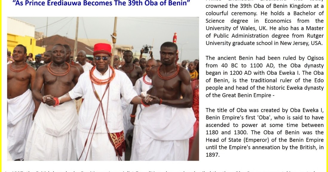 Edeson Online News: The Origin & Facts About "Oba of Benin" You Should Know