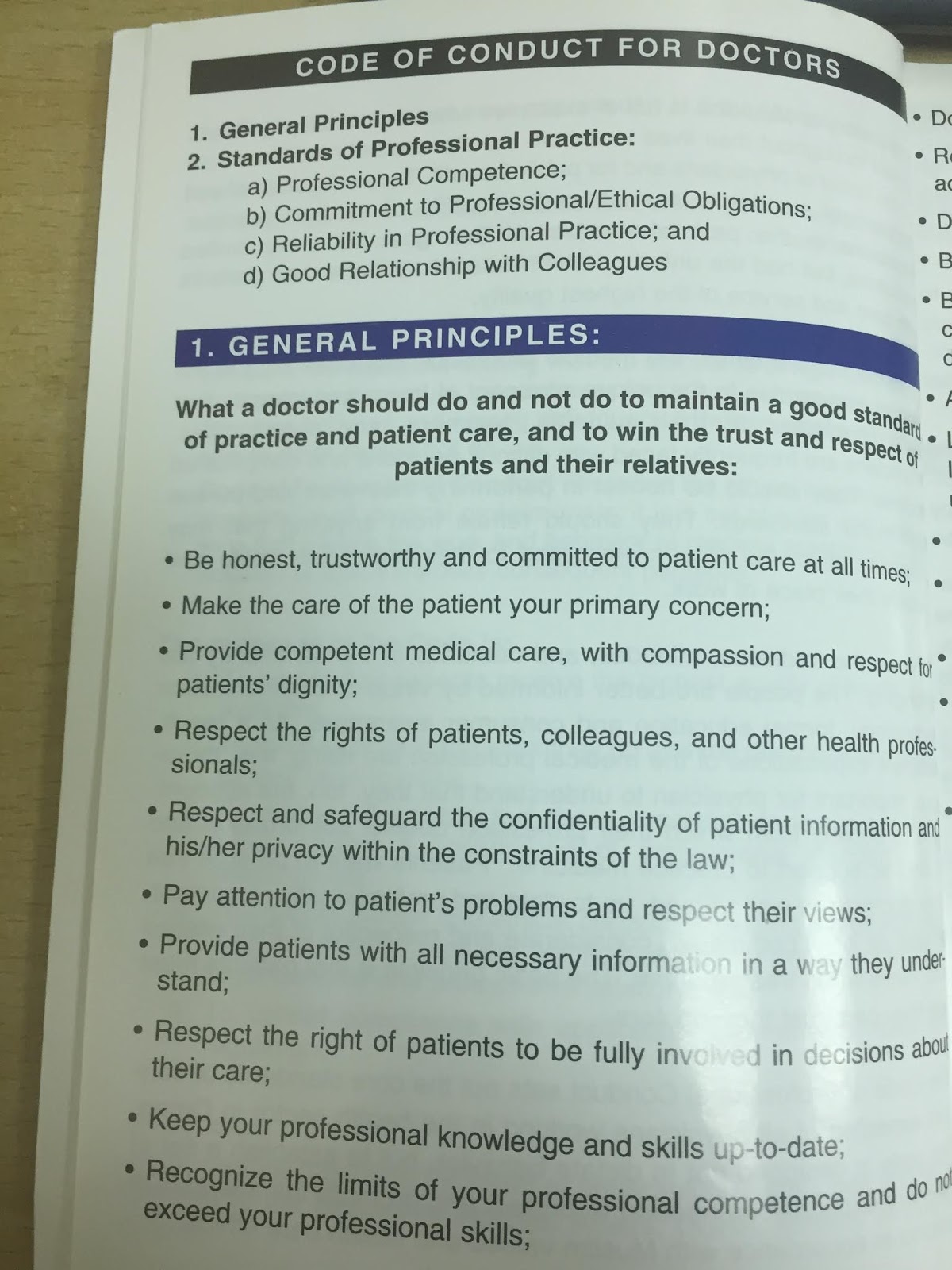 CODE OF CONDUCT FOR DOCTORS