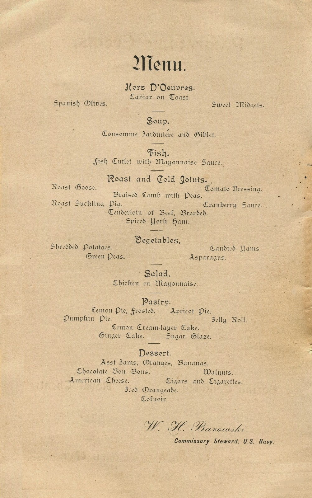 The American Menu: Showing the Flag