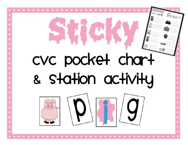 Tales of a Teacherista: Picture Syllable Sort & Sticky CVC Words