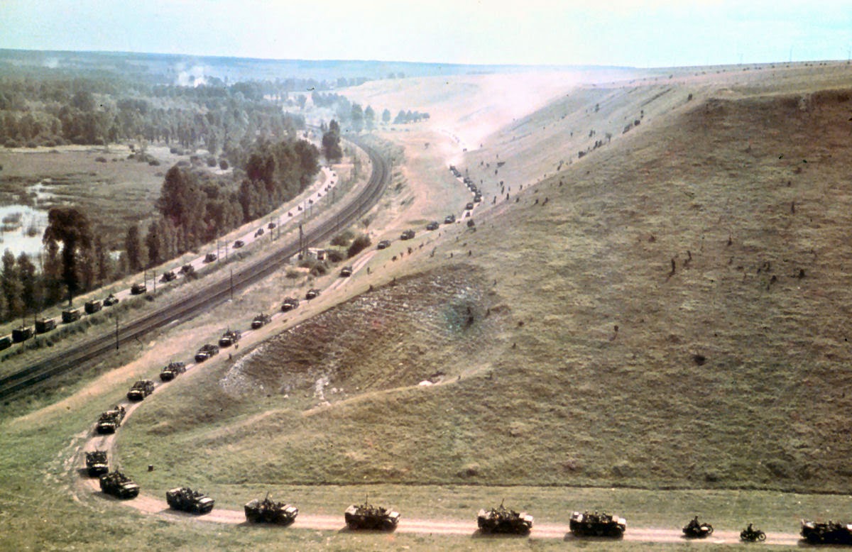 World War II in Color: Mechanised Column of 7. Panzer-Division