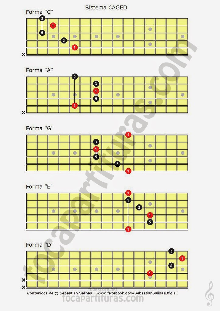 tocapartituras: Sistema CAGED para visualizar Acordes en Guitarra