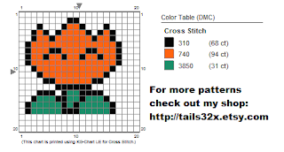 Pixel Stitch: Fire Flower Pattern from Mario Brothers - Cross Stitch ...