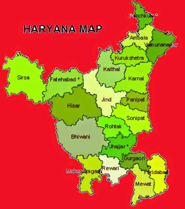 Map Of Haryana: Haryana Map showing its Highways passing through major ...