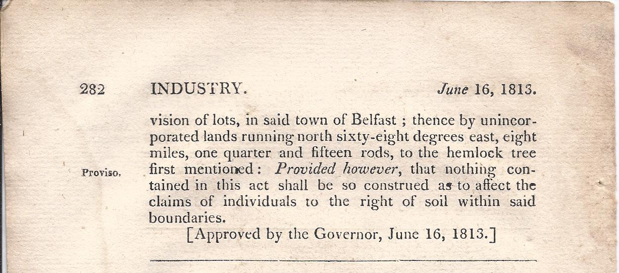 Heirlooms Reunited: 1813 Law Establishing Boundaries of Belfast, Maine