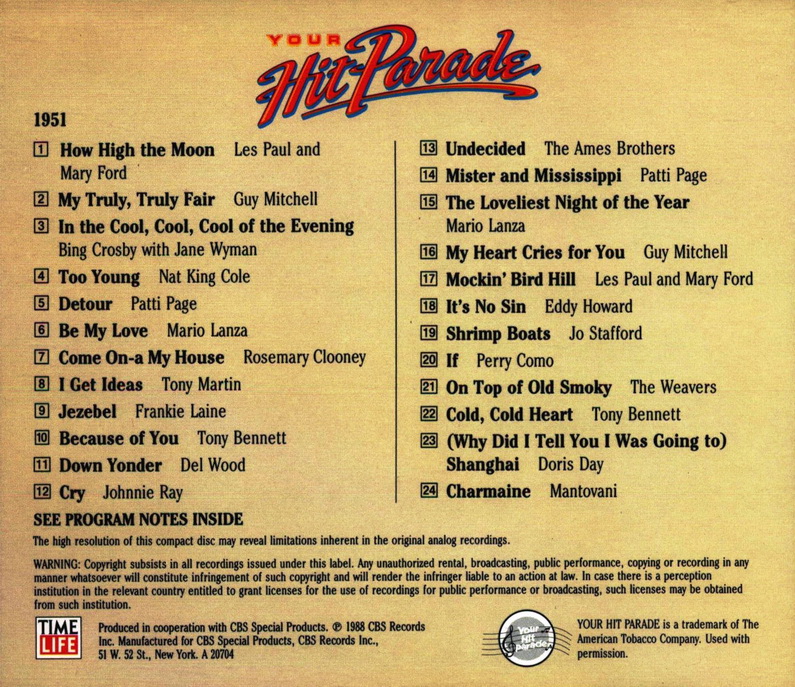 ENTRE MUSICA: YOUR HIT PARADE - 1951 Varios artistas