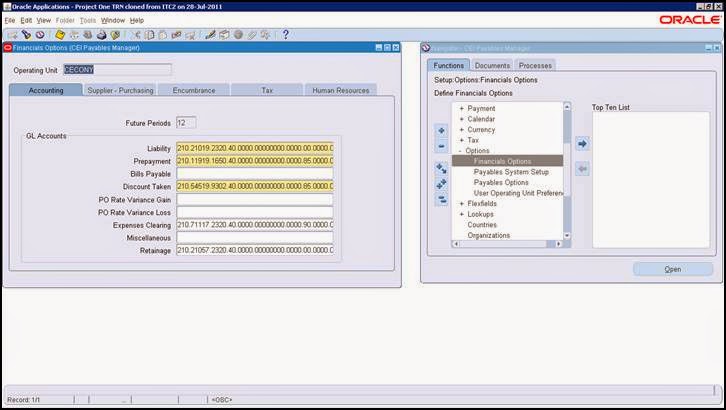 Oracle Applications: Oracle R12 Account Payables Screen Shots