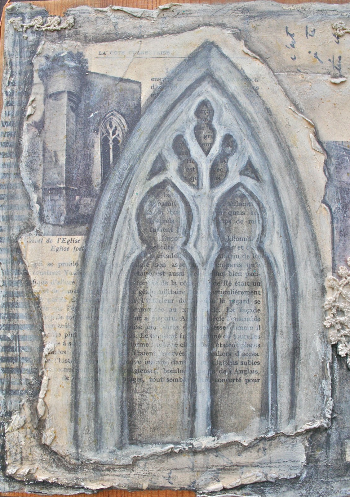 E Makes Art: Finished Mixed-Media Collage With Gothic Arch