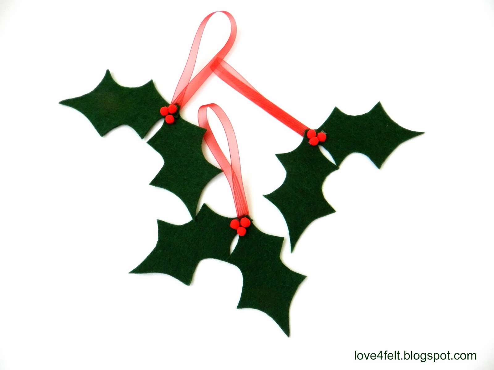 Frunze de vasc rosu din fetru verde :))