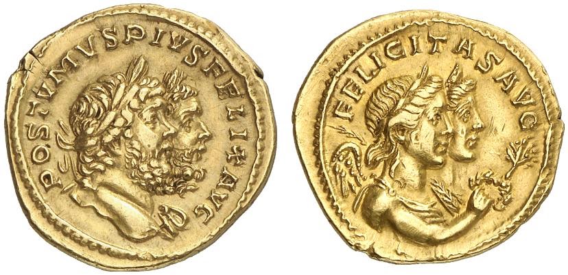 Fantásticos áureos del emperador Póstumo en la subasta 204 de Künker ...