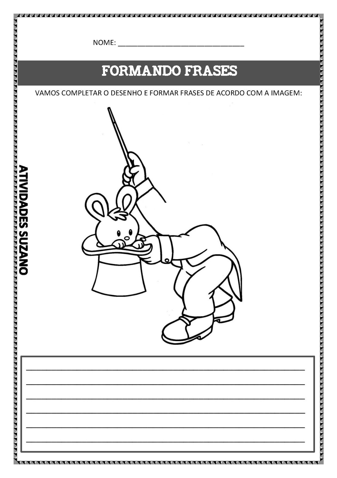 Formando frases e completando desenhos