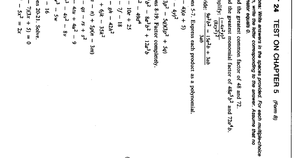 Slavens 8th grade math: Algebra Enrichment chapters 1 - 6