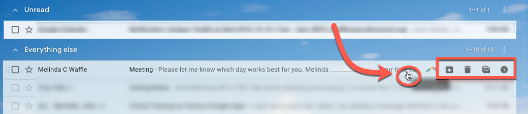 Google Mail - Hover Actions