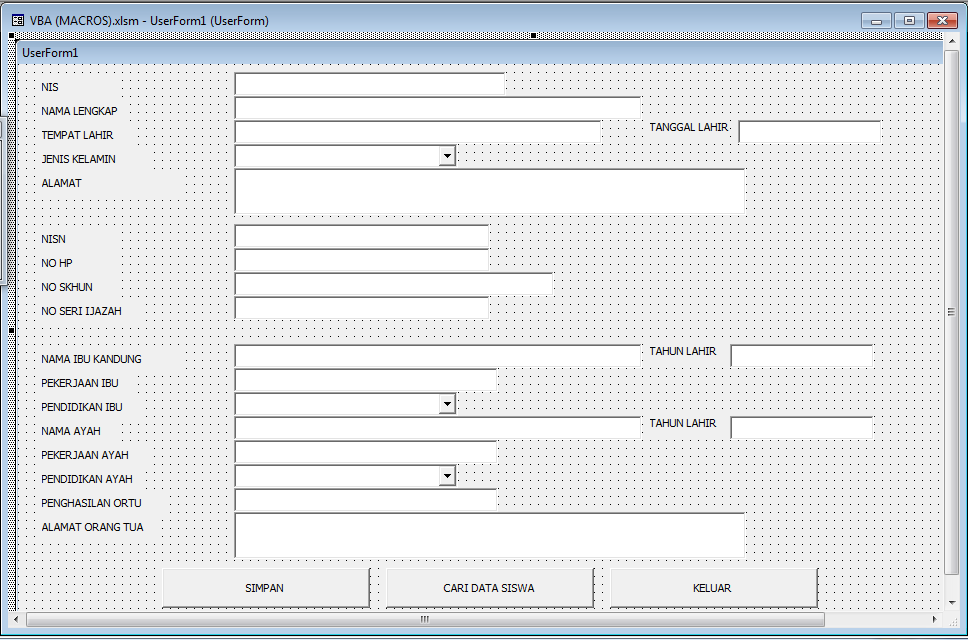 Cara Membuat Form Input Data Siswa dengan Macro atau VBA pada Microsoft ...