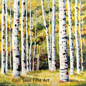 ORIGINAL PAINTINGS BY JILL SAUR: Aspen Tree Painting by Jill Saur