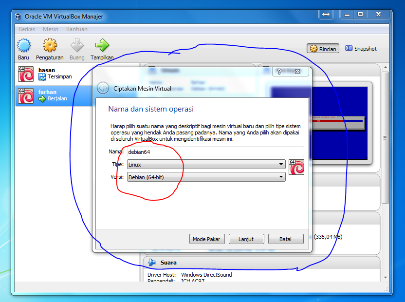 Virtualisasi Installisasi Debian (64-bit) di Linux menggunakan Oracle VM VirtualBox (TUGAS)