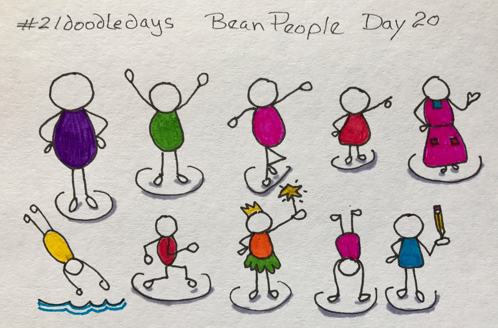 #21doodledays I Can Draw Bean People