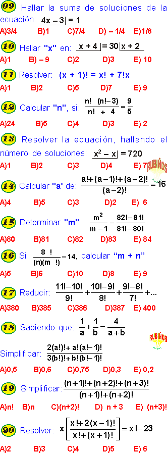 FACTORIALES Y COMBINATORIOS EJEMPLOS Y EJERCICIOS RESUELTOS
