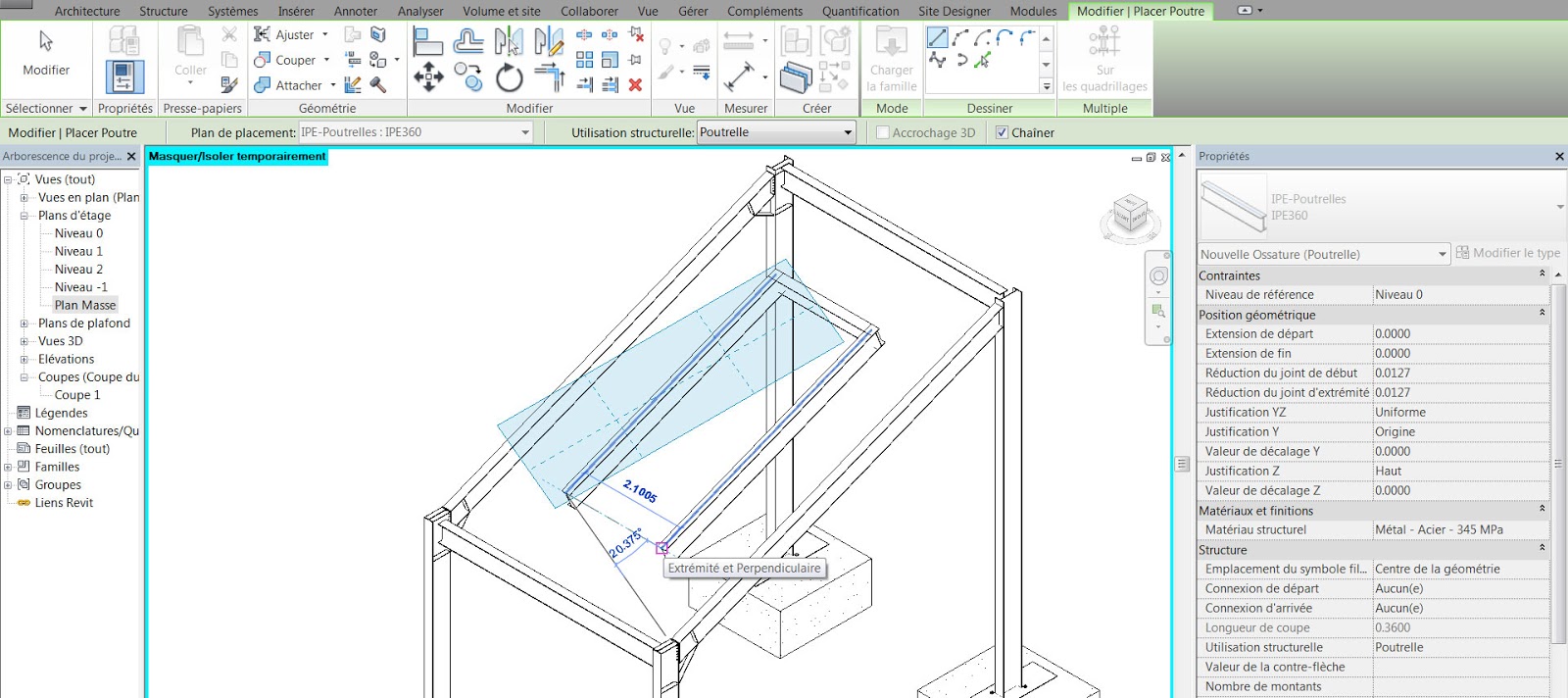 Revit-Mémo: Revit 2015_Structure_Construction métallique_Système de poutres