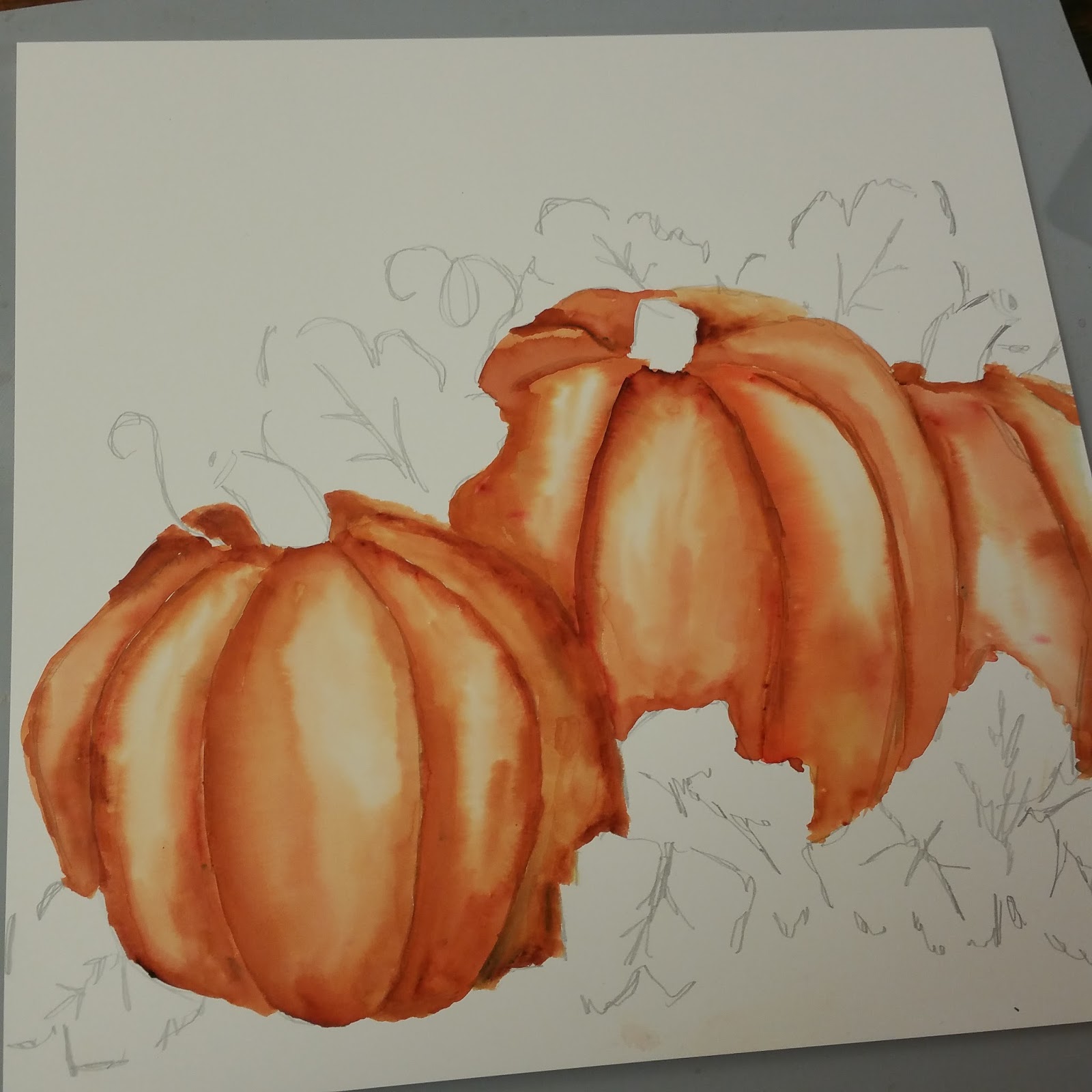 Ken's World in Progress: Watercolor Pumpkin Patch