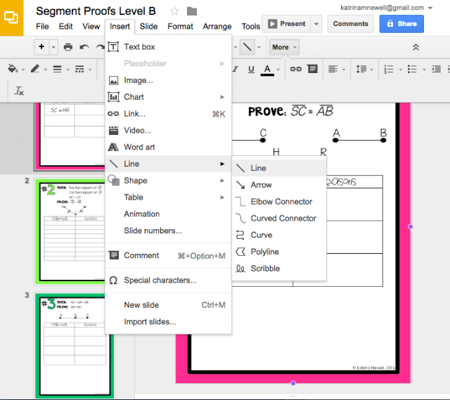 Google/INB Activity for Segment Proofs | Mrs. Newell's Math