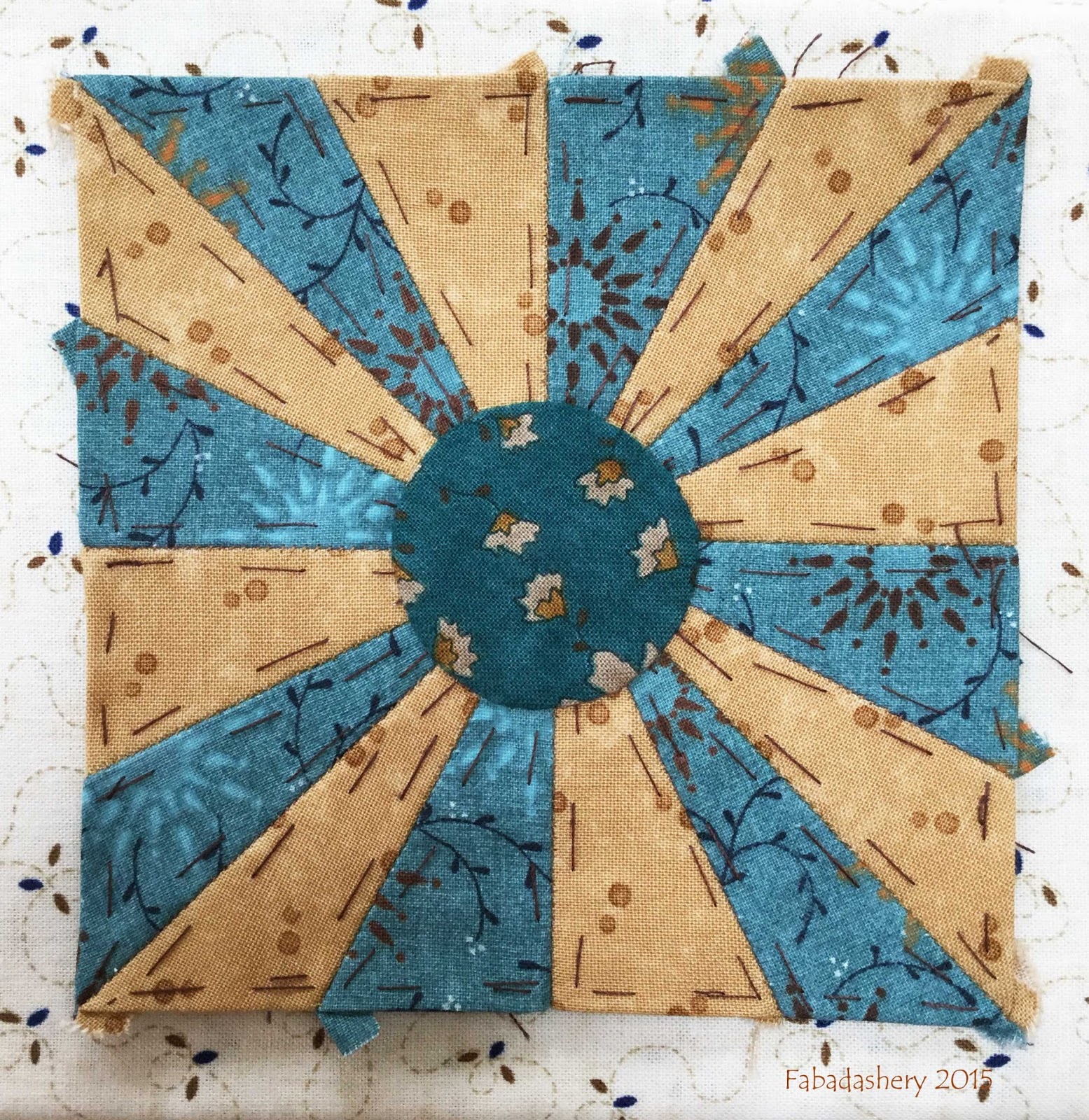 Fabadashery: Dear Jane Quilt - Block E5 Rising Sun