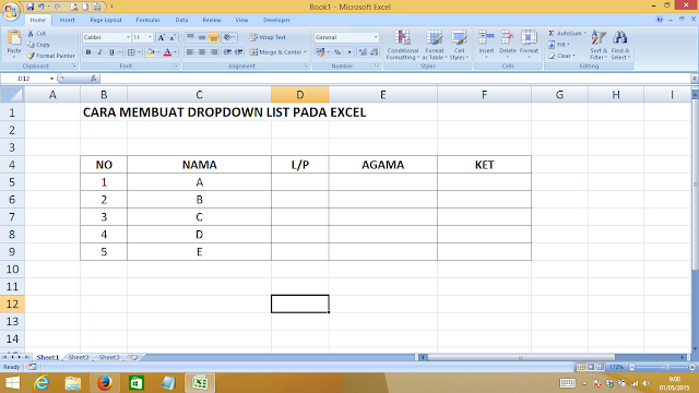 Cara Membuat DropDown List Excel
