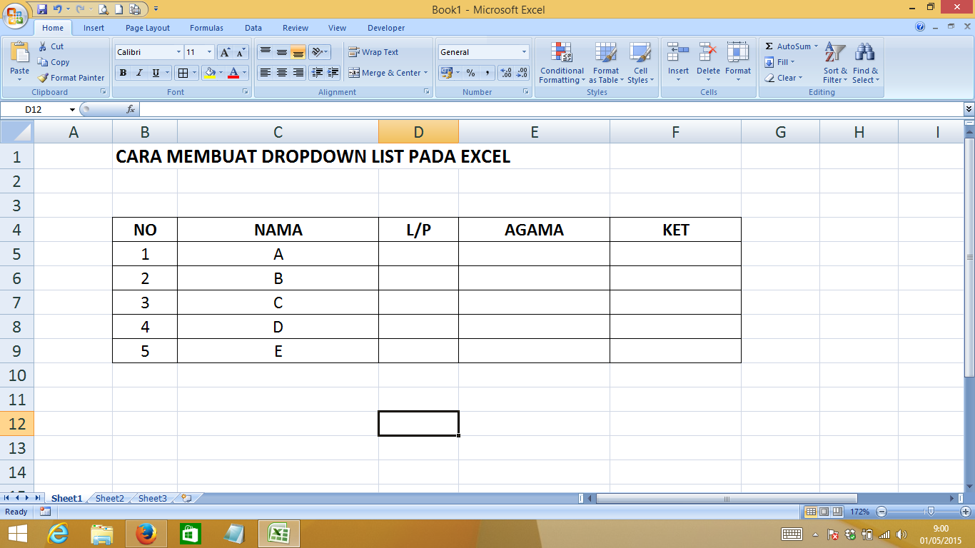 Cara Membuat DropDown List Excel