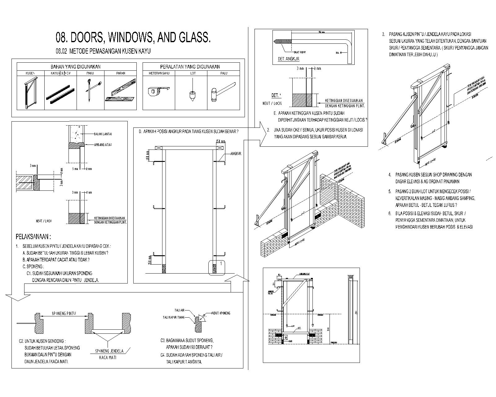 Dunia Konstruksi: METODE PEMASANGAN KUSEN KAYU