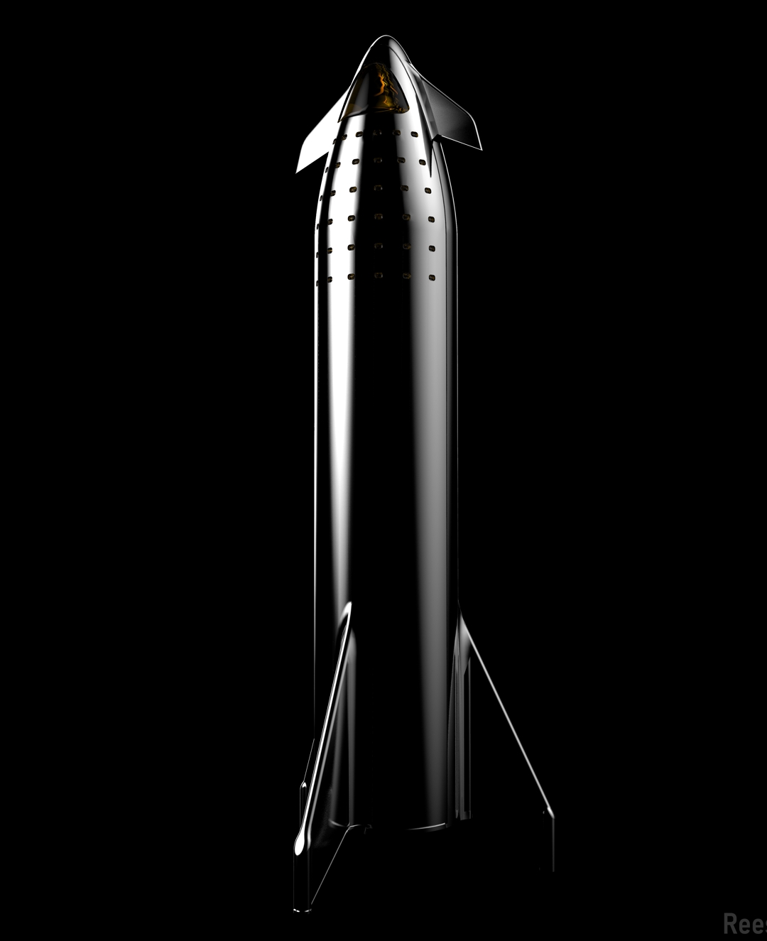 Renders of SpaceX stainless steel Starship by Reese Wilson | human Mars
