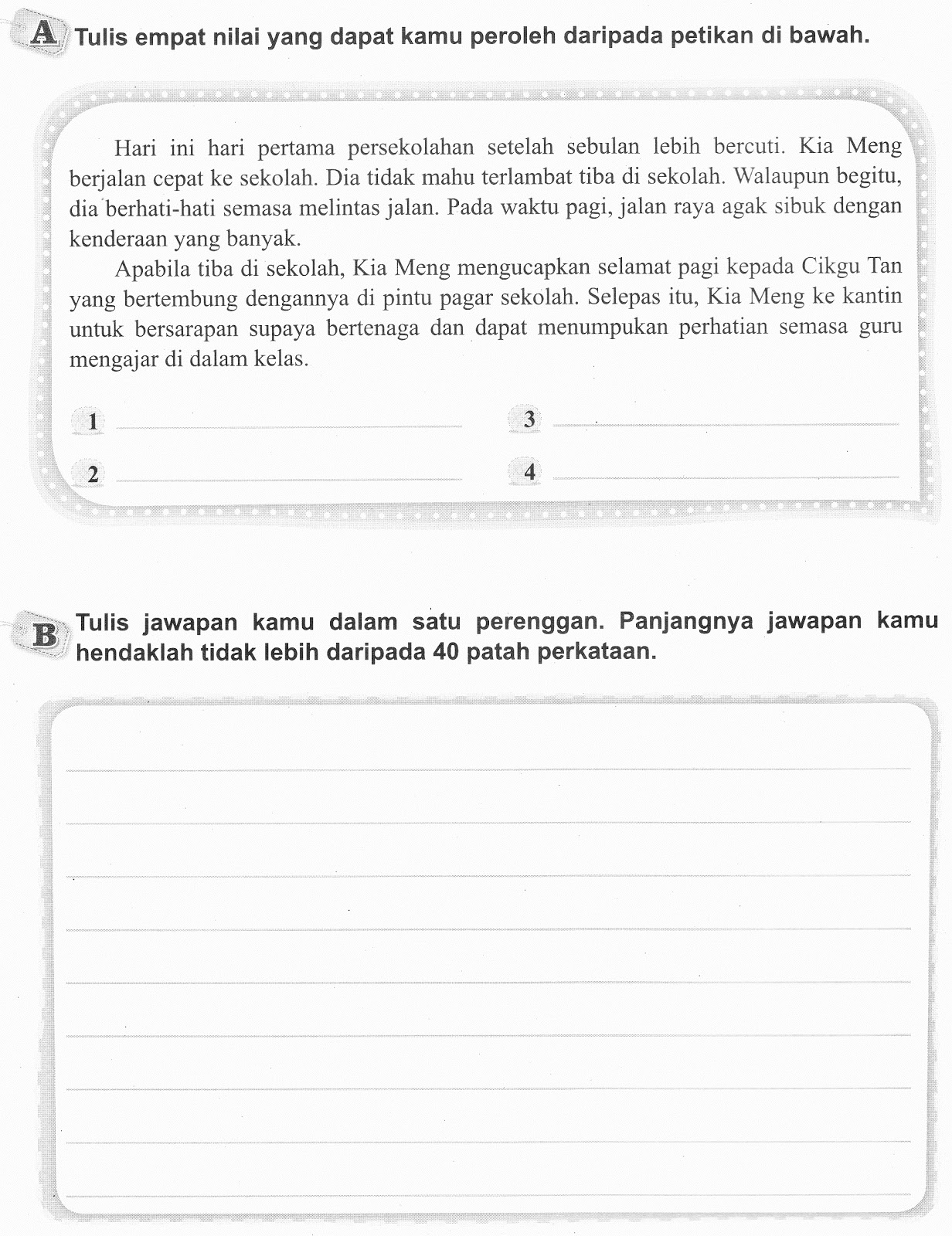 Cikgu Oi : Latihan Nilai Murni