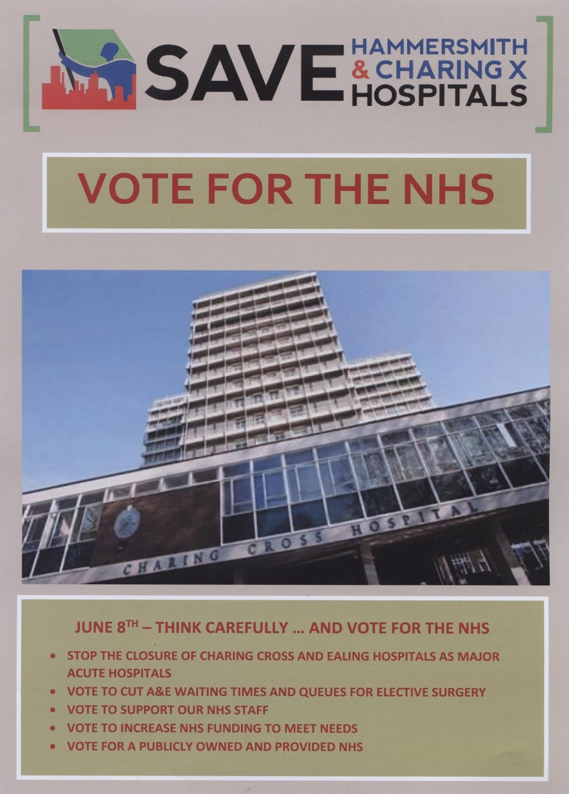 SAVE OUR HOSPITALS: JUNE 8th - THINK CAREFULLY... AND VOTE FOR THE NHS